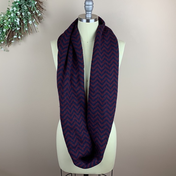 J. Crew | Accessories | J Crew Navy Blue And Burgundy Infinity Scarf ...
